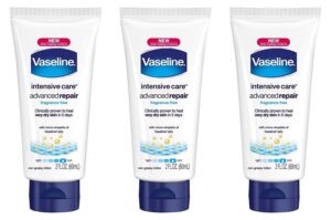 vaseline intensive care advanced repair fragrance free moisture body lotion 2 oz travel size (pack of 3)