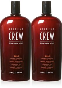 american crew 3-in-1 shampoo and conditioners, 33.8 fluid ounce 2pk