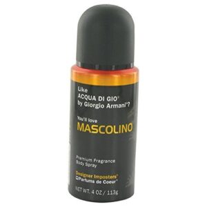 designer imposters mascolino by parfums de coeur body spray 4 oz -100% authentic by parfums de coeur