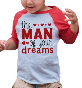 7 ate 9 apparel boy's valentine's day toddler vintage baseball shirt t-shirt 2t red and grey