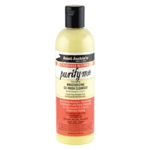 aunt jackie's flaxseed recipes purify me frizz-fighting moisturizing co-wash hair cleanser for chronically dry hair and protective styling, 12 fl oz