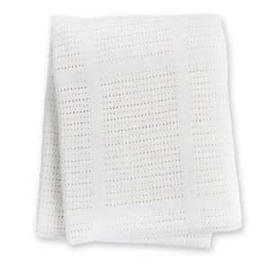 lulujo baby cellular baby blanket, white