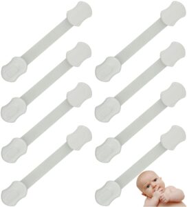 baby proofing strap locks for child safety and child proofing your home, fridge, drawers, stove, toilet, dishwasher, oven and more | free bonus - 2 free straps and spare 3m tape