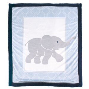 luvable friends unisex baby plush blanket with sherpa back, blue elephant, one size