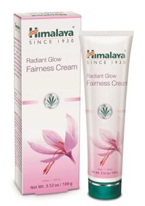 himalaya radiant glow fairness cream for dark spots, eye bags and under eye circles, free from parabens and bleach, moisturizing and brightening cream with saffron and alfalfa, 3.52 oz (100 g)