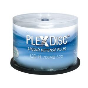 100-pak plexdisc 80-min 52x liquid defense plus glossy white inkjet hub printable cd-r's (2 x 50-pak)