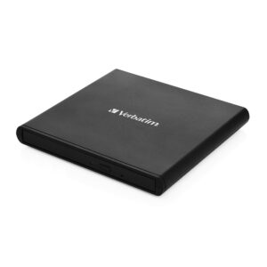 verbatim slimline cd / dvd drive - external usb 2.0 cd dvd +/-rw burner for laptops and notebooks with m-disc support - mac & pc compatible - nero burn & archive software included - black