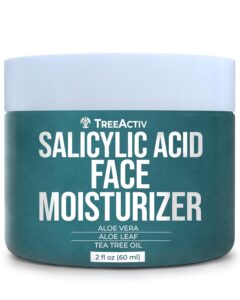 treeactiv salicylic acid face moisturizer, 2 fl oz, acne treatment face cream for oily skin with and tea tree oil, for teens and adults with acne prone skin and cystic acne, 90 day supply