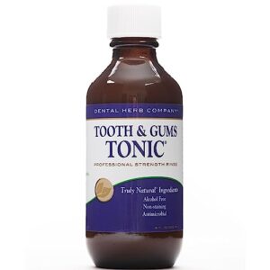 dental herb company tooth & gums tonic mouthwash - made with pure essential oils to relieve bad breath, bleeding and irritated gums. (18 oz)