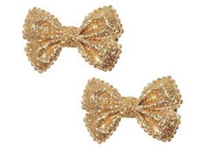 anna belen "ariana" glitter bow hair clip o/s gold (2 pieces)