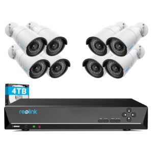 reolink smart 4mp 16ch poe home security camera system, 8pcs wired 1440p ip camera with person vehicle detection, night vision, 4k nvr with 4tb hdd for 24-7 recording rlk16-410b8