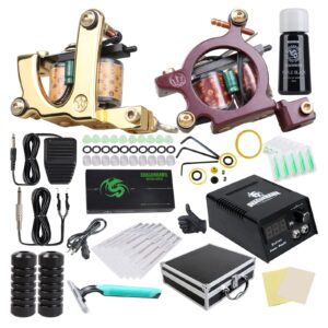 dragonhawk complete tattoo kit for beginners 2 pro tattoo machine tattoo power supply kit tattoo inks 20 tattoo needles tips tattoo supplies