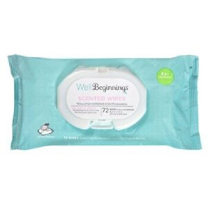 well beginnings premium baby wipes softpack, scented 72 ea