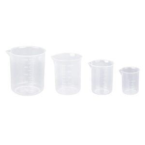 ultnice plastic beaker measuring cup labs plastic graduated beakers 50ml 150ml 250ml 500ml -pack of 4