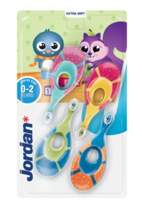 jordan* ® | step 1 baby toothbrush | 0-2 years, soft bristles, bpa free | 4 pack