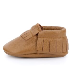 birdrock baby moccasins - 30+ styles for boys & girls! every pair feeds a child (us 5.5, brown)