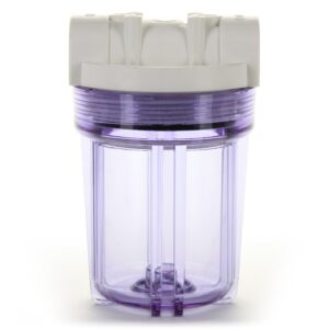 hydronix hf3-5clwh12, 5" clear housing with white rib cap for ro & filtration systems, 1/2" ports