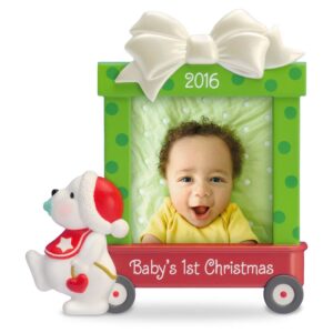 hallmark keepsake baby's first 2016 "beary cute dated picture frame holiday ornament