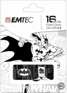 emtec black & white 16gb usb 2.0 superhero flash drive (ecmmd16gm700sp03)(design may vary - super man, batman, wonder women)