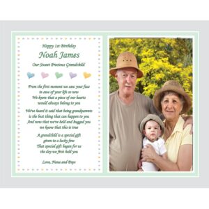 poetry gifts grandchild birthday or baptism personalized with names from 1 or both grandparents, custom 8x10 inch print