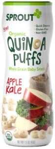 sprout organic baby food baby snacks plant power puffs, apple kale, 1.5 oz (pack of 6)