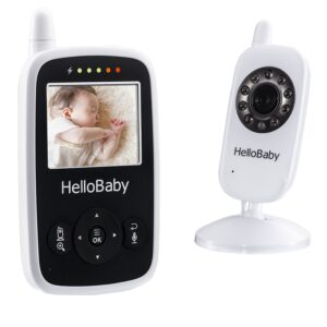 hello baby wireless video baby monitor with digital camera hb24, night vision temperature monitoring & 2 way talkback system, white