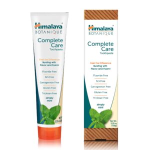 himalaya botanique complete care toothpaste, herbal, mint flavor, fights plaque, freshens breath, fluoride free, no artificial flavors, sls free, cruelty free, foaming, 5.29 oz, 1 pack