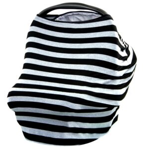 jlika baby car seat covers - stretchy infant canopy and nursing cover for breastfeeding newborns infants babies girls boys best shower gift maternity apron infinity scarf carseats (black/gray stripe)