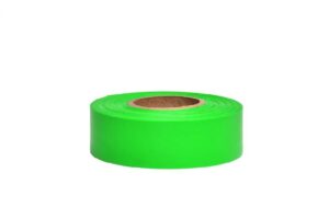 nmc ft22 fluorescent flagging tape - 1.1875 in. x 150 ft., green, blank non-adhesive vinyl marker tape, 3 mm thickness