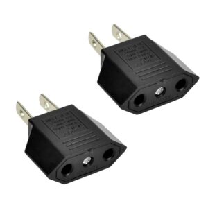 anrank e-u1009618ak eu europe to us usa travel power plug adapter converter (black, 2-pack)