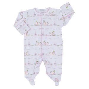 kissy kissy baby girls noahs print footie - pink-newborn