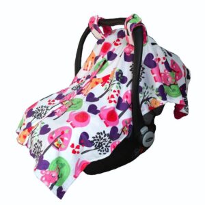 baby minky velboa carseat canopy carrier cover (safari/hot pink)