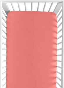 fitted crib sheet for white and coral diamond baby/toddler bedding - solid coral