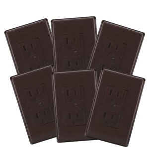 6-pack safety innovations self-closing (1screw) standard outlet covers - an alternative to wall socket plugs for child proofing outlets, (espresso)