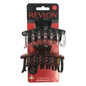 revlon strong hold hair claw clips, brown/black, 2 count (pack of 1)