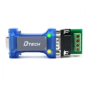 dtech rs232 to rs485 converter serial communication data adapter with tx rx led indicators and terminal board