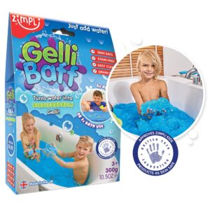 zimpli kids gelli baff blue from, 1 bath pack, turn water into colourful goo, children's sensory and bath toy, certified biodegradable gift