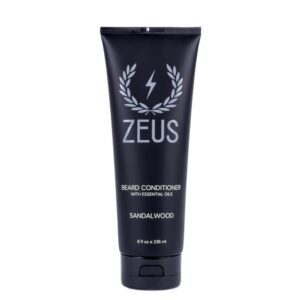 zeus beard conditioner wash, cleansing & moisturizing beard wash with green tea & natural ingredients to soften beard – 8 oz. (made in usa) sandalwood