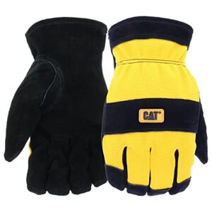 cat unisex-child split leather thermal lined winter work glove cato12222l caterpillar, yellow, large (pack of 1)