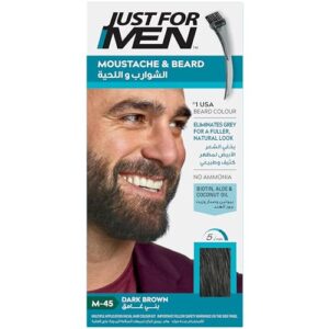 just for men 3 x moustache and beard facial hair gel colour m45 (dark brown black)