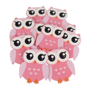 wooden owl animal cutouts, pink, 4-1/4-inch, 10-piece