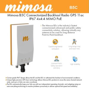 mimosa networks b5c backhaul 5 ghz 1,500+ mbps connectorized