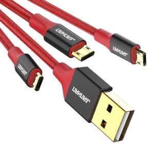 jianhan reversible micro usb cable,[3-pack] braided micro usb charging cable for samsung galaxy s7 s6 j7 edge,note 5,lg g3 g4,kindle,ps4,motorola,android (1.5ft /3.3ft /6.6ft red)