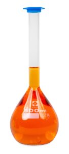 vee gee scientific 2303a-500 borosilicate glass sibata class a volumetric flasks, snap-cap, 5 mm, 500 ml capacity (pack of 2)