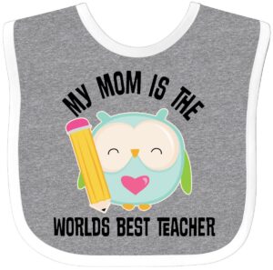 inktastic teacher mom school owl baby bib heather and white 25028