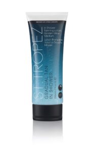 st.tropez gradual tan in shower lotion golden glow, medium, vegan, natural & cruelty free, 6.7 fl oz