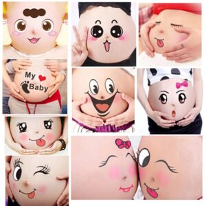 tafly 10 sheets facial expressions pregnancy baby bump belly stickers maternity week stickers