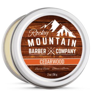 beard balm - rocky mountain barber - 100% natural - premium wax blend with cedarwood scent, nutrient rich bees wax, jojoba, tea tree, coconut oil