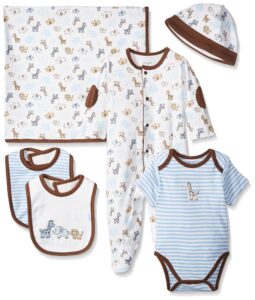 little me baby boys' newborn essentials cute safari gift set, blue/multi, 6 months