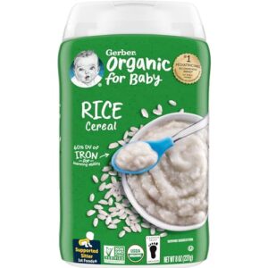 gerber baby cereal organic 1st foods, rice cereal, 8 ounce (pack of 6)